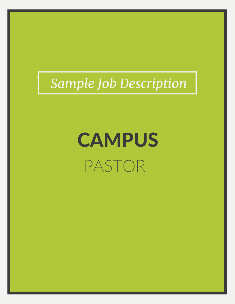 Campus Pastor Job Description - The Unstuck Group